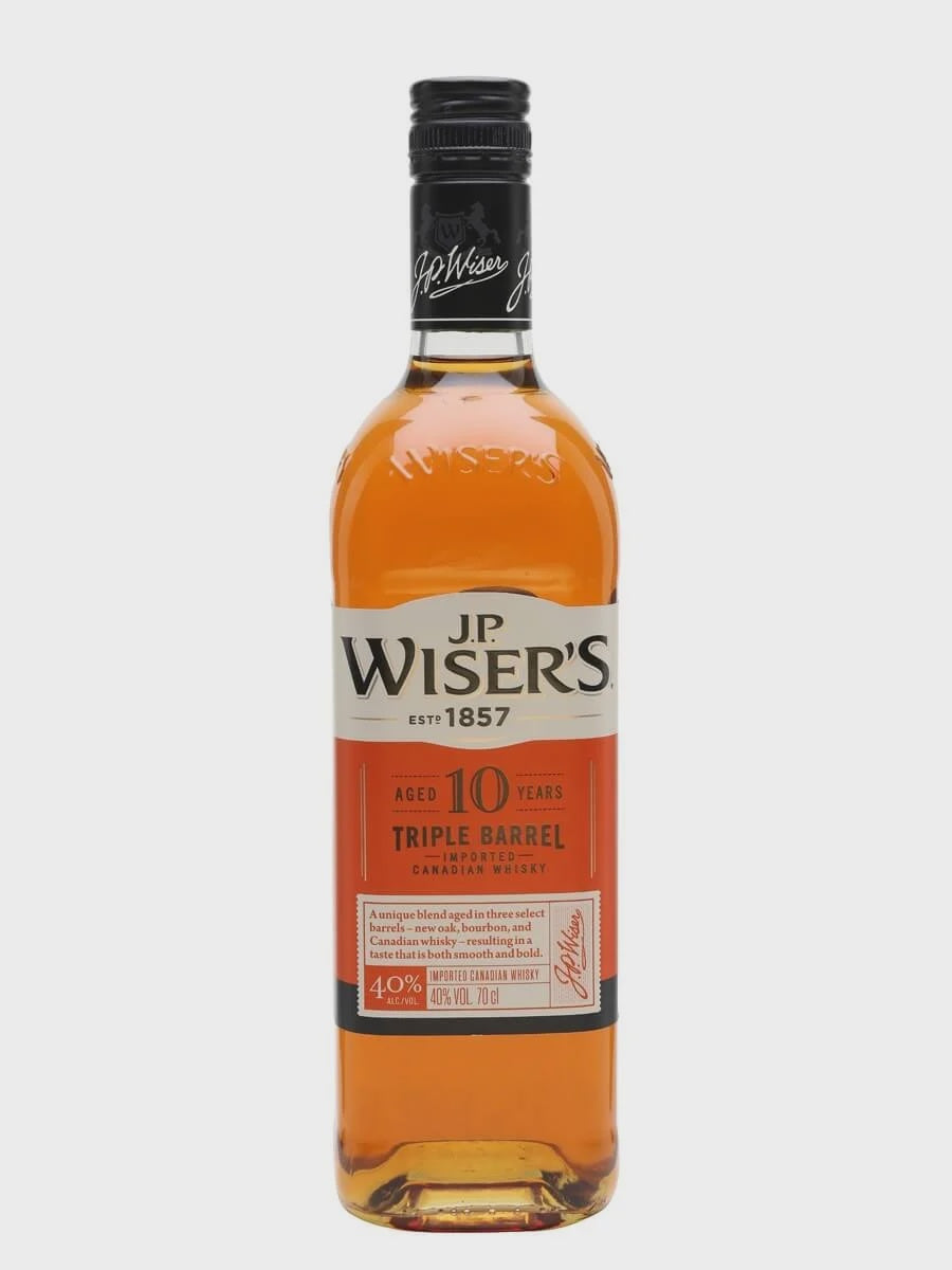 JP Wiser's 10 Year Old Triple Barreled Canadian Whiskey 40% abv 70cl ...